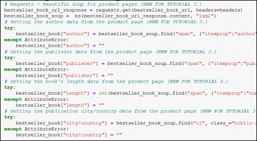 Beautiful Soup Tutorial 3. (Multiple product pages, various data points)
