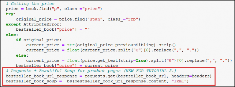 Beautiful Soup Tutorial 3. (Multiple product pages, various data points)